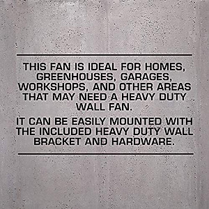 Hurricane Wall Mount Fan - 20 Inch, Pro Series, High Velocity, Heavy Duty Metal Wall Mount Fan for Industrial, Commercial, Residential, and Greenhouse Use - ETL Listed, Black