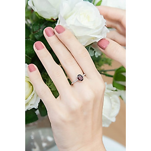 GemStar USA Sterling Silver Garnet and White Topaz Oval Crown Ring, Size 6