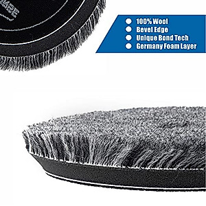 WEST HORSE 5 Inch Wool Buffing and Polishing Pads, 100% Wool One-Step-Polish Pad with Hook and Loop for Orbital Polisher (Grey, 5 Inch)