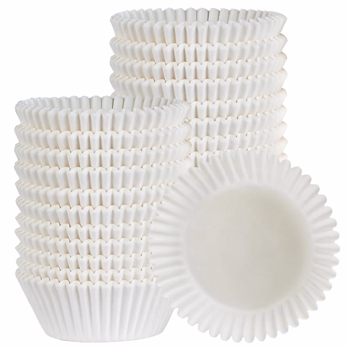 [300Pcs] Caperci Standard White Cupcake Liners for Baking - Odorless Greaseproof Paper Muffin Baking Cups for Wedding Birthday Party Baby Shower Festivals (White)