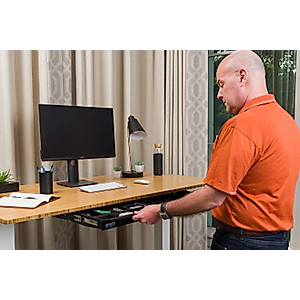 Uprite Ergo Under Desk Long Fit Pen & Pencil Drawer & Slim Organizer for Height Adjustable Desks (Black, 33 x 9.5)