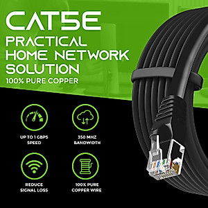 GearIT 100-Pack, Cat5e Ethernet Patch Cable 3 Feet - Snagless RJ45 Computer LAN Network Cord, Black - Compatible with 48 Port Switch POE Rackmount 48port Gigabit