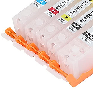 FTVOGUE 5Pcs Ink Cartridge PGBK BK C M Y Smoothly Operation Reusable Printer Ink Cartridge with Permanent Chip (680-681)