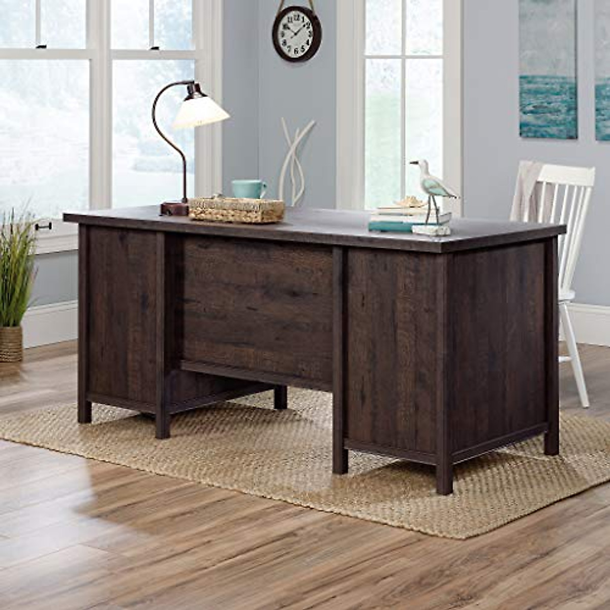 Sauder Costa Executive Desk, W 65.118 X D 29.528 X H 30.00, Coffee Oak finish