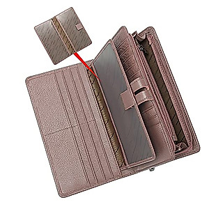 YALUXE Women's Genuine Leather Wallet RFID Blocking Multi Card Holder with Cell Phone Pocket Mothers Day Gifts