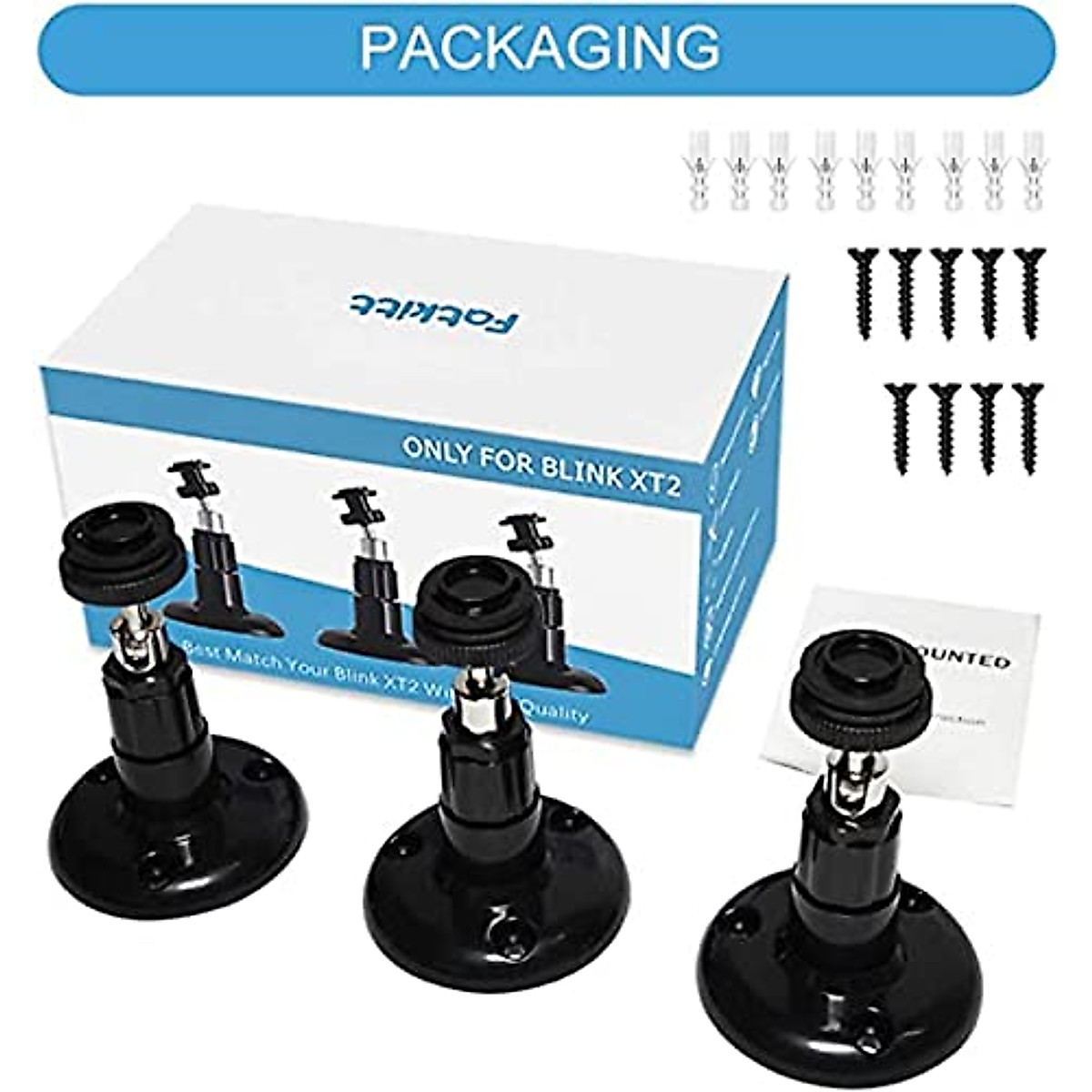 Blink XT / XT2 Camera Mount, 360 Degree Adjustable Indoor/Outdoor Wall Mount Bracket for Blink Home Security System Black 3 Pack