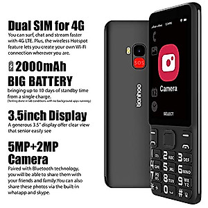 TIANHOO Cell Phone for Seniors 4G/LTE Unlocked, Senior Cell Phone Unlocked, Dual Card Dual Standby, SOS Button, 4G Senior Phone Unlocked with Charging Dock Speaker (Black)