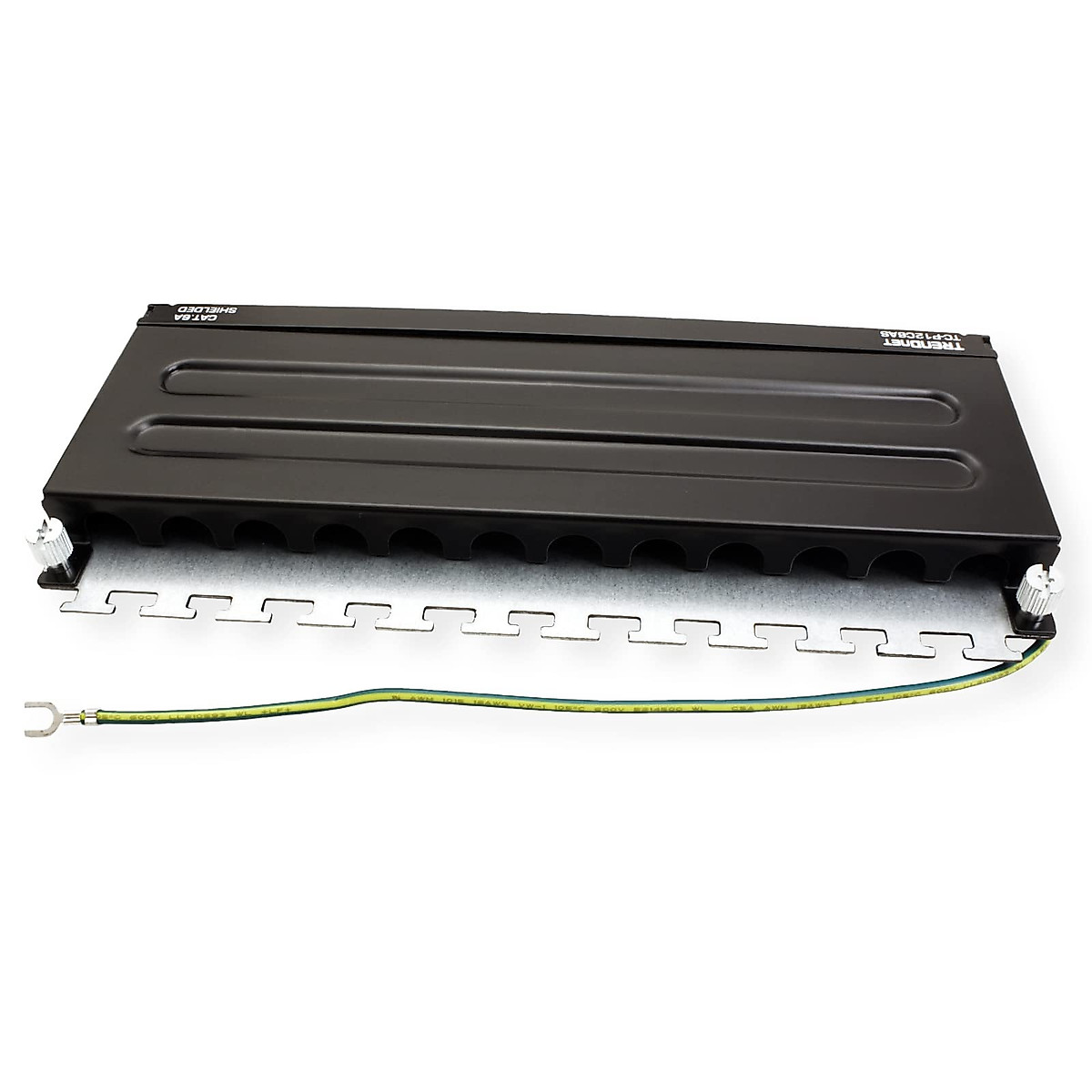 TRENDnet 12-Port Cat6A Shielded Patch Panel, 10G Ready, Cat5e,Cat6,Cat6A Compatible, Metal Housing, Color-Coded Labeling for T568A and T568B Wiring,Cable Management,Wall Mountable, Black,TC-P12C6AS