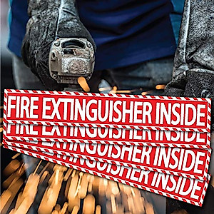 Fire Extinguisher Inside Sticker (4 Pack) 1.5" x 9" Decal Sign Self Adhesive for Trucks or Equipment