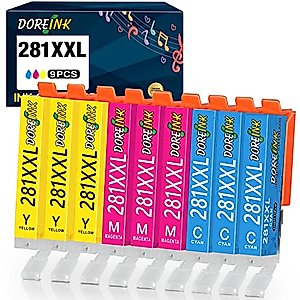 DOREINK Compatible 281 Ink Cartridge Replacement for Canon 281 CLI-281XXL 281XXL 281XL for PIXMA TR8520 TR8620 TS6320 TS9120 TS8320 TS6320 TS6220 TR7520 TS6120 Printer (Cyan, Magenta, Yellow) 9 Pack