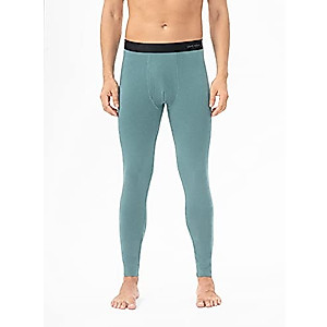 DAVID ARCHY Men's Soft Thermal Underwear Rayon-Acrylic Blend Fiber Thermal Bottoms Warm Base Layers Pants (L, Dark Gray/DA Blue)