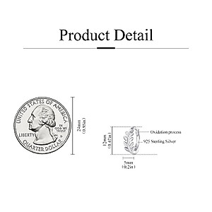 925 Sterling Silver Huggie Hoop Earrings | Hypoallergenic Leaf Hoop Earrings | Clip on Earrings Jewelry Gifts for Wife Women (BSE500)