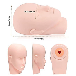 Lash Mannequin Head, BUCICE Practice Training Head, Professional Makeup Soft-Touch Rubber Practice Head, Cosmetology Doll Face Head for Make Up and Lash Extention