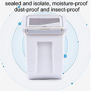 AnRui Dog Food Storage Container Airtight Plastic Rice Holder Dispenser Cereal Grain Organizer Box Pet Dog Cat Food Bin with Locking Lid, Measuring Cup, Scoop & Wheels, Grey, Small