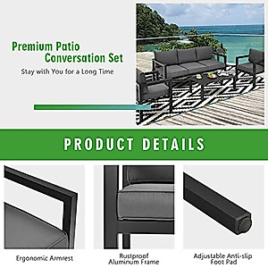 LIRUXUN 4-Piece Outdoor Patio Furniture Set Sectional Sofa Set Coffee Table 3-seat Sofa Table