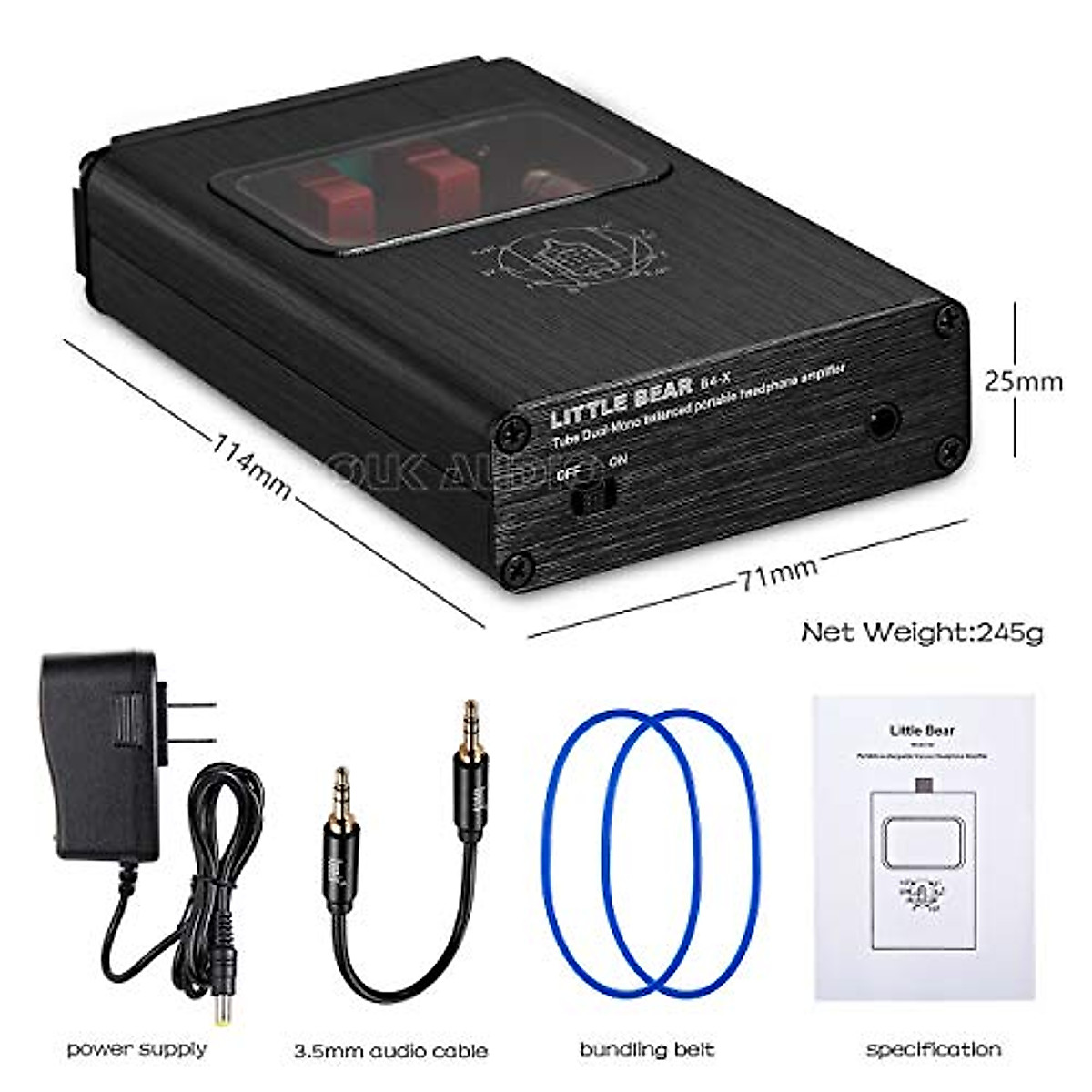 Little Bear B4-X Portable Dual-Mono Vacuum Tube Headphone Amplifier; Mini Balanced Audio Headphone Amp B4 Upgrade Version