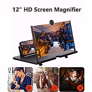 Screen Magnifier for Cell Phone 24 inch Smart Phones Stand Foldable Cell Games Enlarger Movie Video Portable Projector Amplifier,black-24 inch