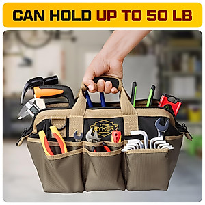 The Ryker Bag 14 Inch Tool Bag Organizer Small Tool Bag Heavy Duty Tool Bags for Men/Women. Wide Mouth electrician tool bag small 22Pockets Toolbag soft tool bag mechanic tool bag &plumbing tool bag