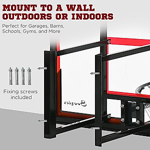 Soozier Wall Mounted Basketball Hoop, Basketball Goal Combo Kit with 43" x 30" Shatter Proof Backboard, Durable Bracket and All Weather Net for Outdoor Use