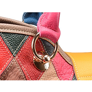 Heshe Womens Multi-color Leather Shoulder Bag Hobo Tote Handbag Cross Body Purse (Colorful-2B4038)