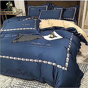 Wrinkle Stain Resistant Four Piece Bed Set Satin/Sateen Silky Duvet Cover Set Satin/Sateen Fitted Sheet Sets Full/Queen King Size 4 Pieces Long-Staple Cotton Queen Size Sheet Set