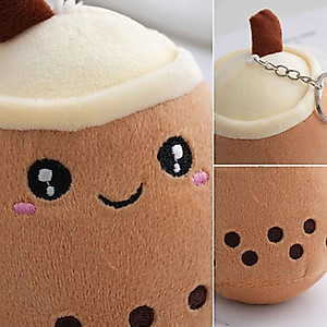 Lefe Liee cute boba plush keychain for girls, kawaii bubble tea key chains for backpacks, boba tea squishmallow plushies accessories stuff, boba themed gifts