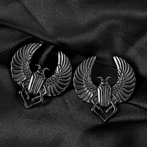 LADEMAYH 2Pcs 1 inch Gauges for Ears, Cool Black 25mm Gauges for Ears, Scarab Design 1 inch Plugs for Ears Surgical Steel Saddle Plugs Tunnels Ear Gauges Earrings