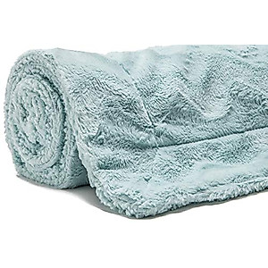 Chanasya Fuzzy Faux Fur Soft Wave Embossed Throw Blanket - Cozy and Warm Lightweight Reversible Sherpa for Couch, Home, Living Room, and Bedroom Décor (50x65 Inches) Turquoise