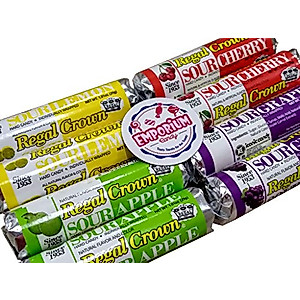 Regal Crown Candy Rolls Assortment - Sour Cherry Lemon Apple Grape 2 Rolls of Each Flavor