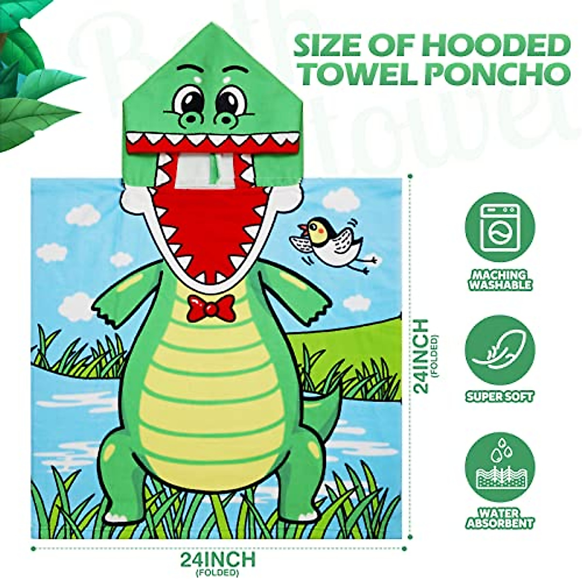 3 Pack Kids Hooded Towel 47 x 24 Inch Baby Beach Bath Towel for Girls Boys Thicker Toddler Swim Towels Ponchos with Hood Cotton Pool Bath Towels Poncho for 1-7 Years (Shark, Astronaut)