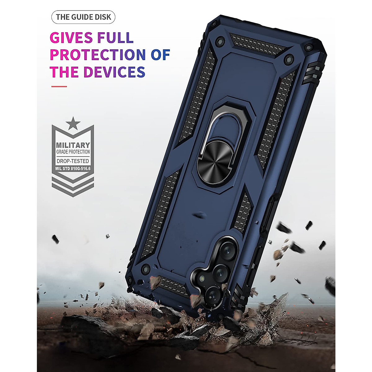 SKTGSLAMY for Galaxy A13 5G Phone Case,with Screen Protector,[Military Grade] 16ft. Drop Tested Cover with Magnetic Kickstand Protective Case for Galaxy A13 5G (Blue)