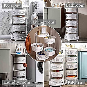 Multi-Layer Kitchen Storage Rack, Detachable Breathable Rotating Fruit Vegetable Organizer, with Lockable Casters, for Kitchen Bedroom, Bathroom,3 Tier