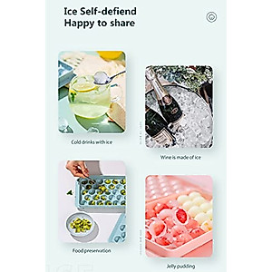 NUOYANG Round Ice Cube Tray with Lid, Ice Ball Maker Mold for Freezer with Container Mini Circle, Ice Cube Tray Making, 33PCS Sphere Ice Chilling Cocktail Whiskey Tea Coffee