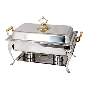 Thunder Group Capacity 8-Quart Chafer with Brass Plated Handle, Full Size