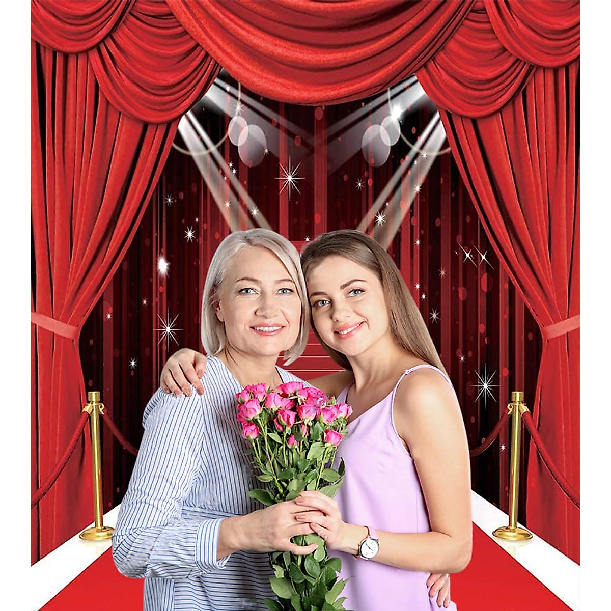 10X10FT Hollywood Theme Party Decorations Photo Backdrops Red Carpet Backgrounds Vinyl Photography Background Backdrops for Wedding Birthday Party Decoration CY-053