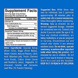 Dream Water Sleep Gummies; Melatonin 5mg, GABA, 5-HTP; Natural Flavors and Colors; Helps You to Fall Asleep, Fast and Wake Refreshed, Snoozeberry, 60 Gummies