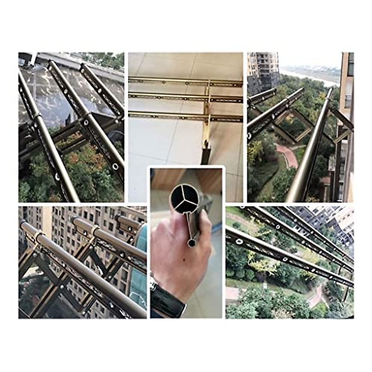 XMCX Clothes Drying Racks Stainless Steel Airer Multifunction Retractable Wall-Mounted Drying Laundry Rack Clothes Hanger Hanging Towel Shelf Easy Storage