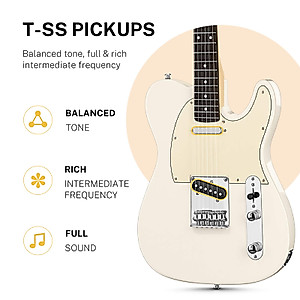 Donner 39 Inch TL Electric Guitar & Mini Guitar Amp Digital, 5W Wireless Small Electric Guitar Amplifier, Cyclops Guitar Combo Amp with 7 Amplifier Models 3 Types of Effects: Mod, Delay, Reverb and Dr