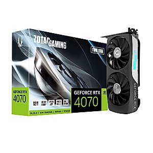 ZOTAC GAMING GeForce RTX 4070 Twin Edge DLSS 3 12GB GDDR6X 192-bit 21 Gbps PCIE 4.0 Compact Gaming Graphics Card, IceStorm 2.0 Advanced Cooling, SPECTRA RGB Lighting, ZT-D40700E-10M