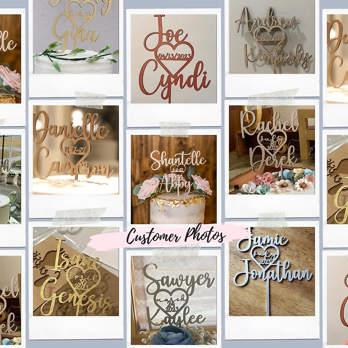 Shop Simply Perfect Wedding Cake Topper, Personalized Cake Topper for Anniversary, Engagement - Double Sided Black, Rose Gold, Wood Finish, Your Custom Text - Made in USA (Design 6)