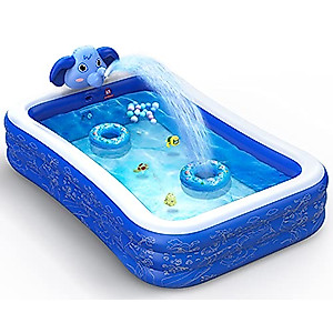 Hamdol Inflatable Swimming Pool, Kiddie Pool with Sprinkler, 99" X 72" X 22" Full-Sized Family Blow up Pool for Kids Toddlers Adults, Lounge Above Ground Pool for Backyard Indoor Outdoor for Age 3+