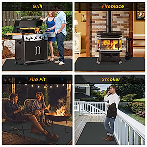 Wasmicro 70"×39" Under Grill Mat for Outdoor | Fire Pit Mat Collapsible | BBQ Fireproof Grill Pad | Lawns, Decks, Patios, Fireplace Protective Mats | Waterproof, Oil-Proof, Washable [Extra Large]