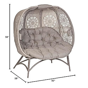 Flowerhouse Cozy 4-Legged Metal Outdoor Pumpkin Lounge Chair Dreamcatcher Sand