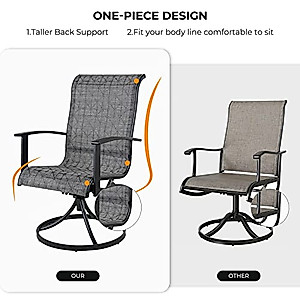 Grand patio Outdoor Swivel Rocking Patio Dining Chairs Set of 2, Outdoor Mesh Sling Swivel Rocker 2 Pieces Set for Lawn Garden Backyard Deck, Mixed Coffee