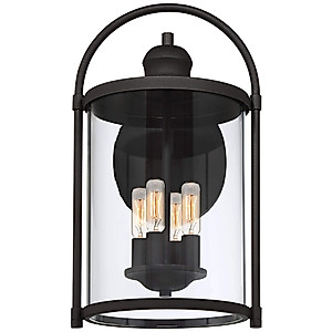 Avani Modern Contemporary Outdoor Wall Light Fixture Black 17" Clear Cylindrical Glass Shade for Exterior House Porch Patio Outside Deck Garage Yard Front Door Garden Home - John Timberland