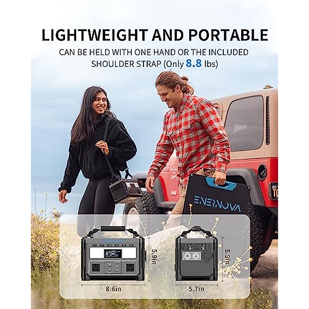 Enernova ETA Solar Generator with 1 * 80W Solar Panel, 600W Portable Power Station for Home Backup, Camping, RV, Outdoors, Off-Grid