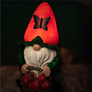 VP Home Strawberry Gnome Solar Powered LED Outdoor Decor Garden Light Great Addition for Your Garden, Solar Powered Light Garden Gnome, Christmas Decorations Gifts