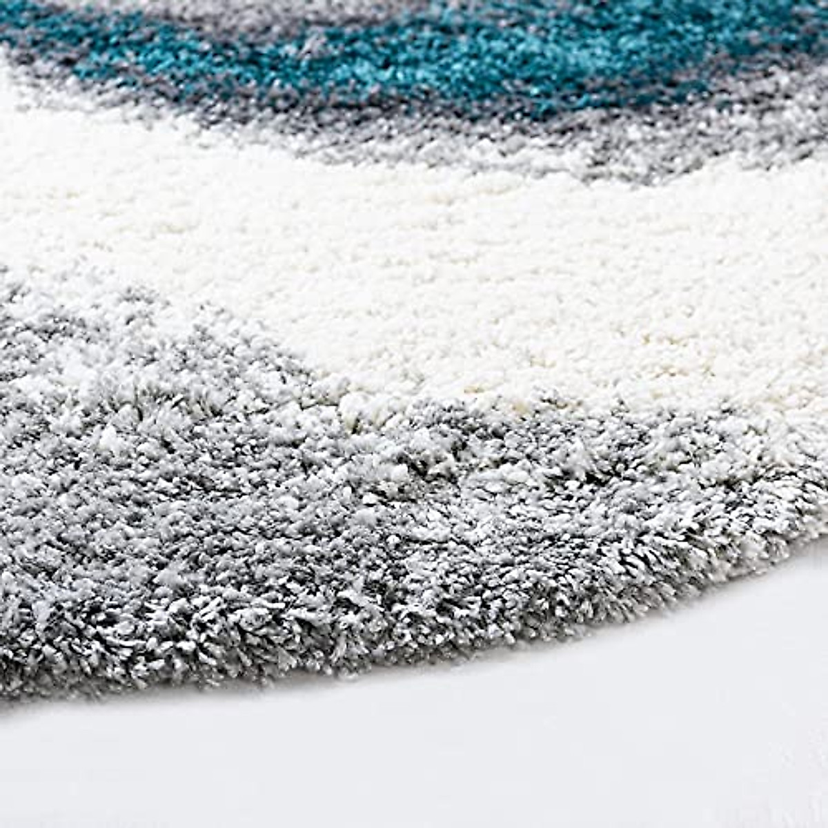 Rugs.com Soft Touch Shag Collection Round Rug – 8 Ft Round Turquoise Shag Rug Perfect for Kitchens, Dining Rooms