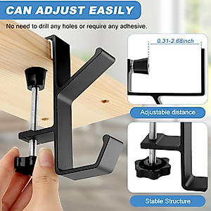 Kakalote 1pc Holder Hooks, Desk Mount Bag Holder Hook Clamp-On Backpack Hanger Under Counter Headphone Hanger Handbag Hook(Black,1pc)