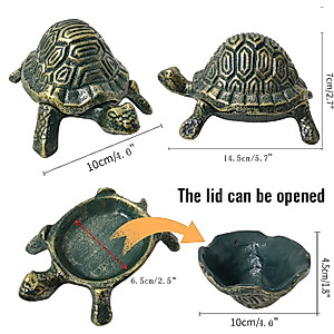 BSTWISH Cast Iron Turtle Key Hider - Spare Key Holder - Garden Decoration Turtle, Jewelry Trinkets Box for Key, Ear Studs, Ring, Paper Clip (Antique Green)